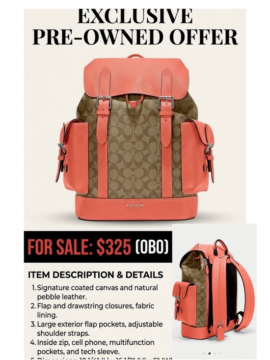 Coach | Bags | Coach Coral And Brown Signature Canvas Backpack | Poshmark